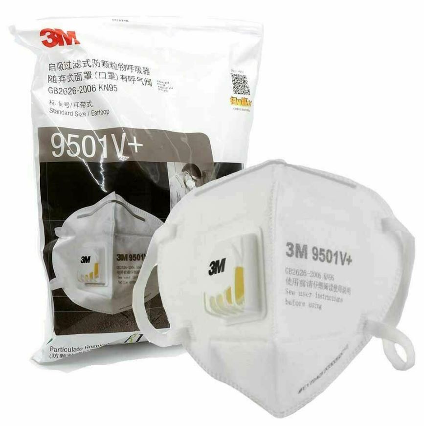 3M 9501V+ KN95 Particulate Respirators (Earloop, Exhalation Valve) - F ...